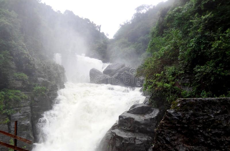A giant waterfall stock image. Image of waterfall, meghalaya - 156398033