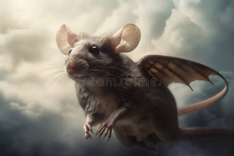 A Giant, Wise Rat Soars through the Clouds on Majestic Wings ...