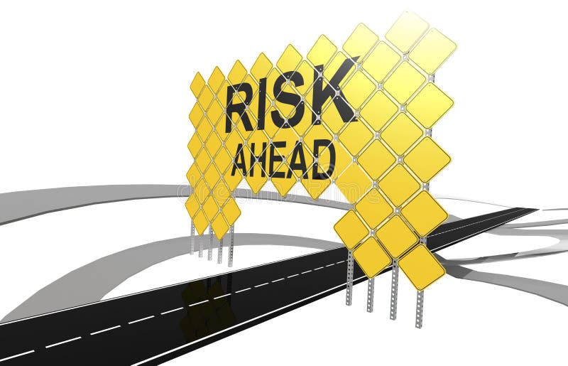 Giant Yellow Road Signs with Risk Ahead Word Stock Illustration ...