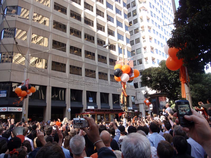 Giants Fans Celebrate the Passing of Trolleys Editorial Photo - Image ...