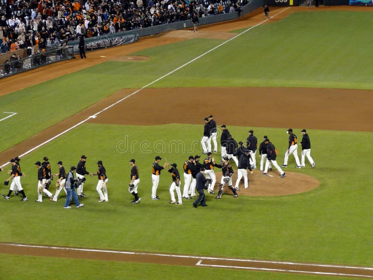 Giants High Five Each Other on Field Editorial Image - Image of ...