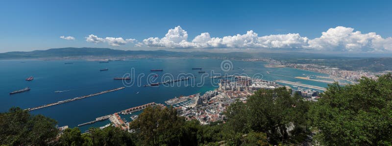 Gibraltar bay panorama stock photo. Image of angle, colorful - 19421856
