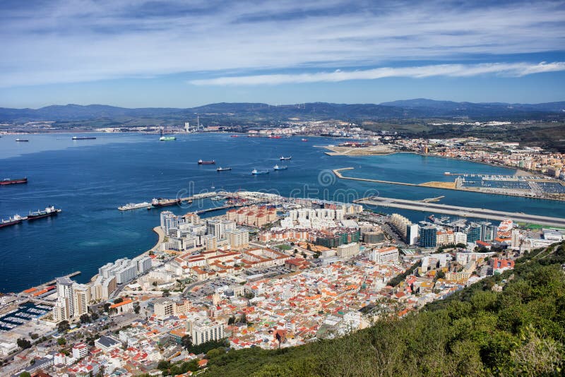 Gibraltar City and Bay stock photo. Image of view, architecture - 51135808
