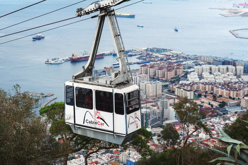 Cable Car Wagon Going Up To Peak of Gibraltar Rock Editorial Photo ...