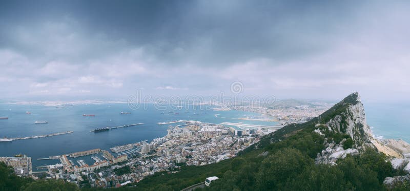 Gibraltar Panorama Landscape Port Mediterranean Sea Travel Traveling ...
