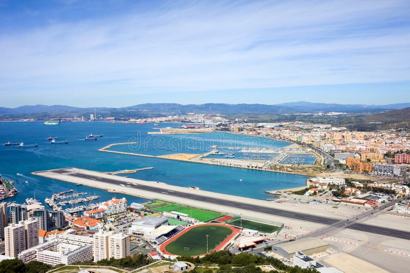 Gibraltar Runway and La Linea Cityscape Stock Image - Image of ...