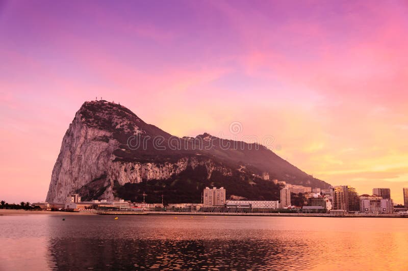 Gibraltar sunset landscape stock image. Image of straits - 87312461