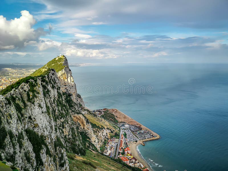 Gibraltar stock image. Image of peninsula, monkey, aerial - 145863555