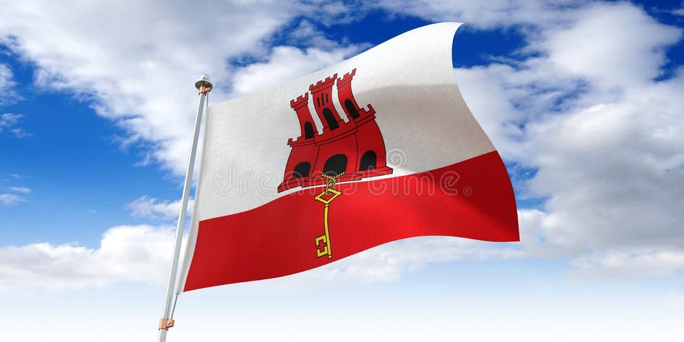 Gibraltar - Waving Flag - 3D Illustration Stock Illustration ...
