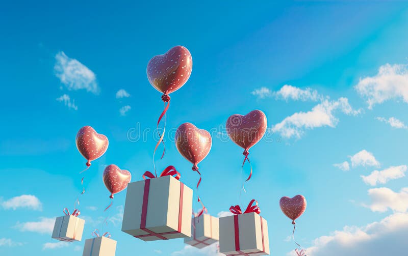 Gif Boxes Flying in the Sky with Balloons. Generative Ai Illustration ...