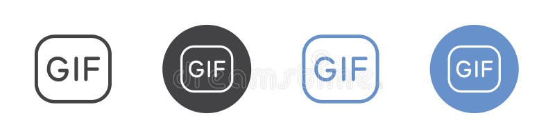GIF Icon Flat Set in Black and White Color Stock Illustration ...
