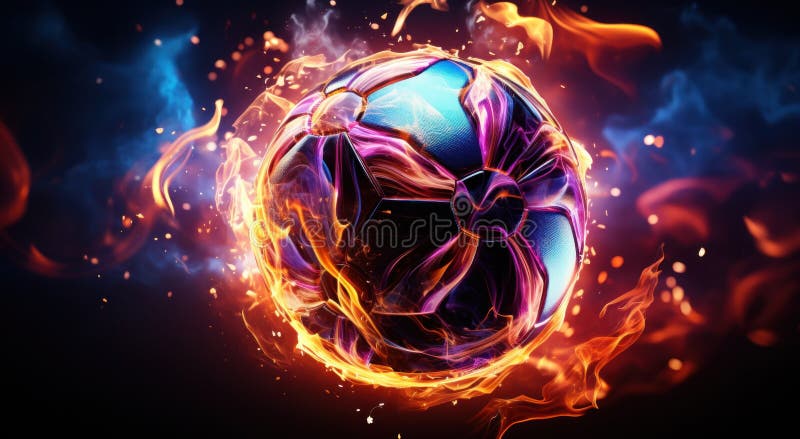 Gif Image of Soccer Ball with Fire Behind it Stock Photo - Image of ...
