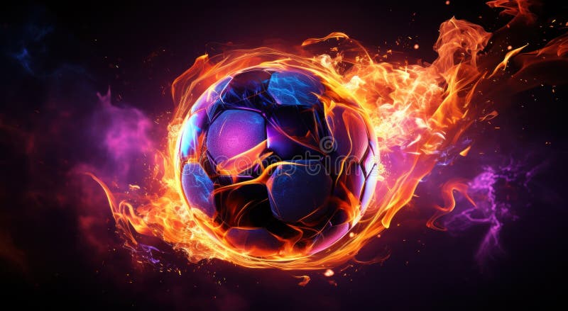 Gif Image of Soccer Ball with Fire Behind it Stock Photo - Image of ...