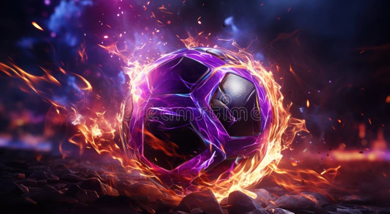 Gif Image of Soccer Ball with Fire Behind it Stock Photo - Image of ...