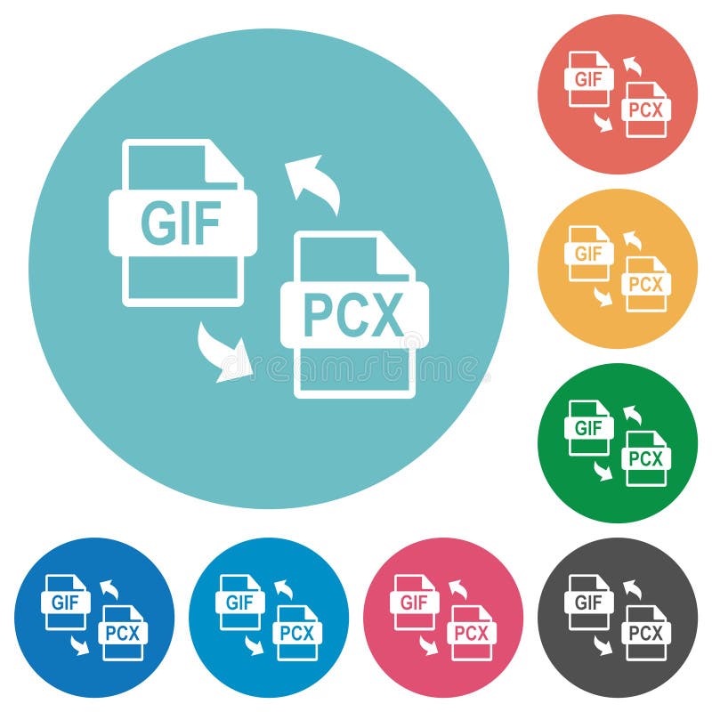 GIF PCX File Conversion Flat Round Icons Stock Vector - Illustration of circular, fileformat ...