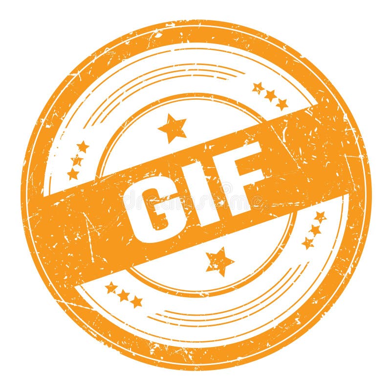 GIF Text on Orange Round Grungy Stamp Stock Illustration - Illustration ...