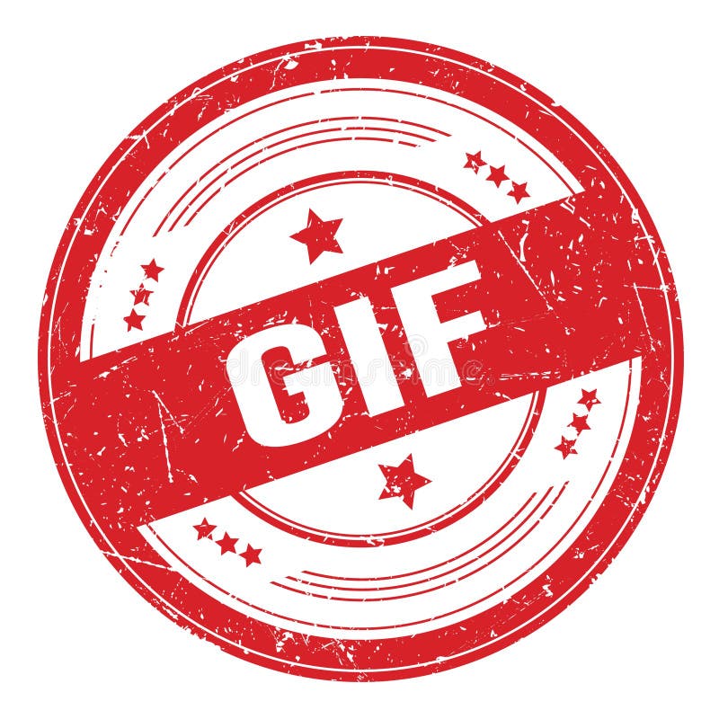 GIF Text on Red Round Grungy Stamp Stock Illustration - Illustration of ...