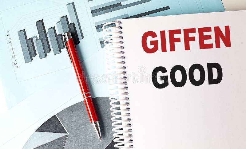 GIFFEN GOOD Text on a Notebook with Pen on a Chart Background Stock ...