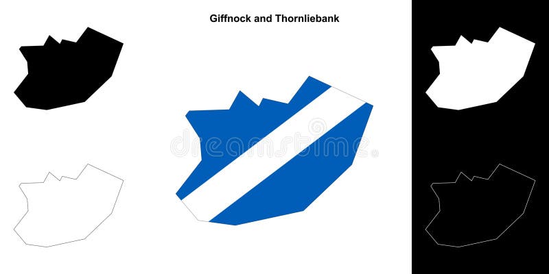 Giffnock and Thornliebank Outline Map Stock Vector - Illustration of ...