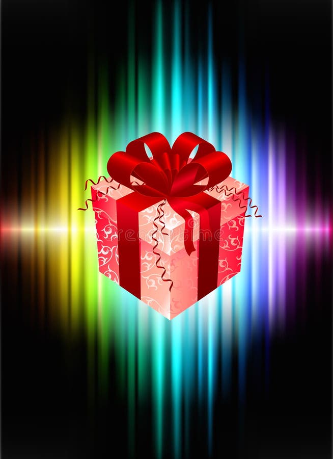 Gift on Abstract Spectrum Background Stock Illustration - Illustration ...