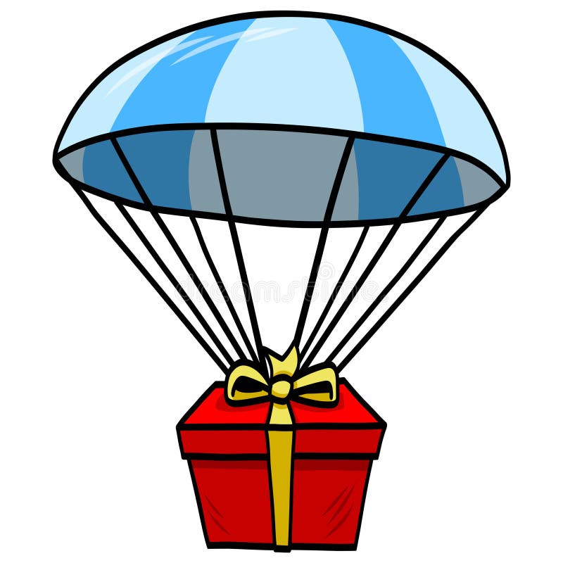 Gift Airdrop Box Present Falling Parachute Vector Illustration Stock ...