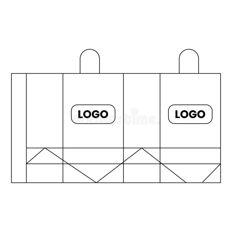 Gift Bag Die Cut Template with 3D Blank Vector Mockup. Shopping Bag ...