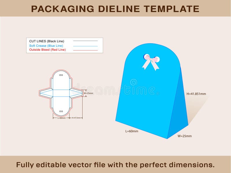 Gift Bag Party Favor Box Dieline Template Stock Vector - Illustration ...