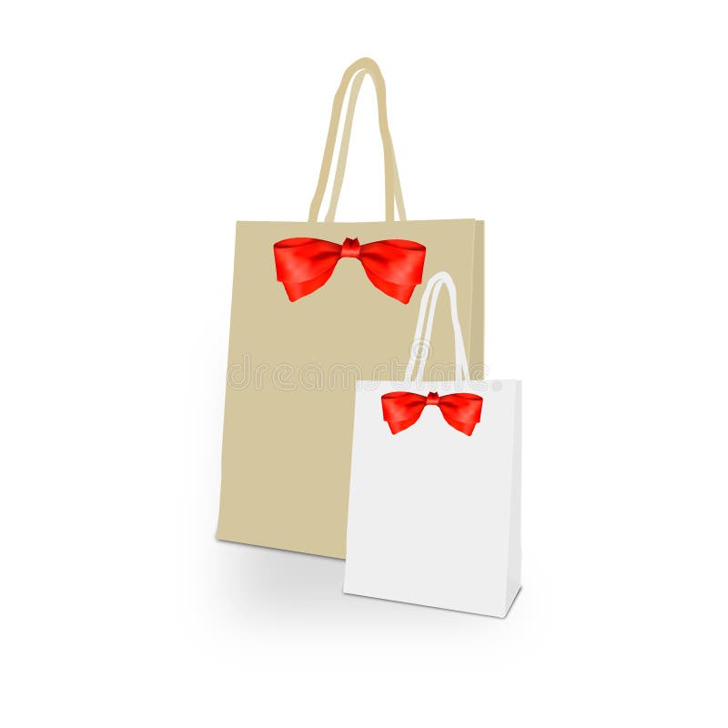 Gift Bag with a Rope Handle on a White Background. Vector Illustration ...