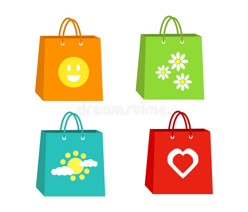 Multi-colored Gift Bags on a White Background. Vector Illustration ...