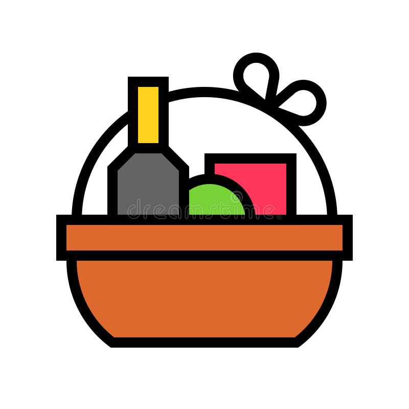 Gift Basket Vector Illustration, Filled Design Icon Stock Vector ...