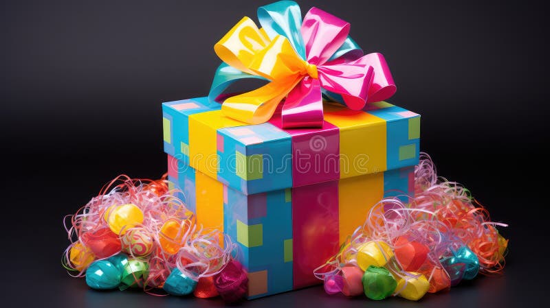 Gift birthday box stock illustration. Illustration of colorful - 328682923