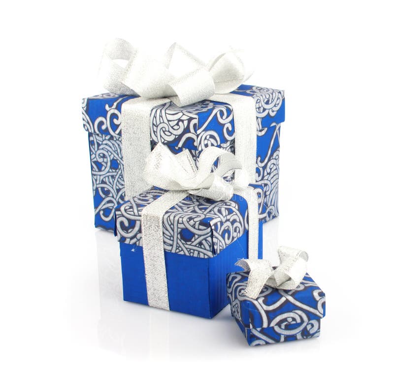 Gift blue boxes on white stock photo. Image of package - 34028336