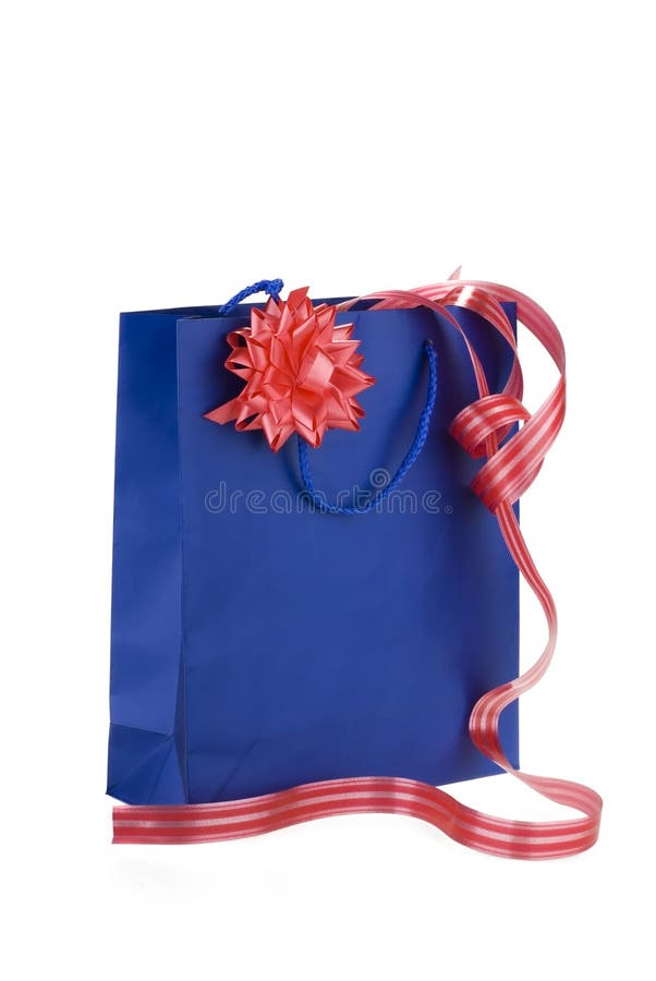 Gift Blue Pack Isolated on a White Background. Stock Image - Image of ...