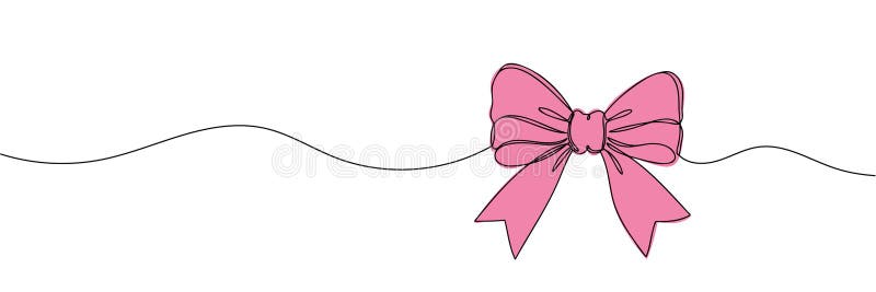 Gift Bow Line Art Style Vector Illustration. One Line Drawing Stock ...