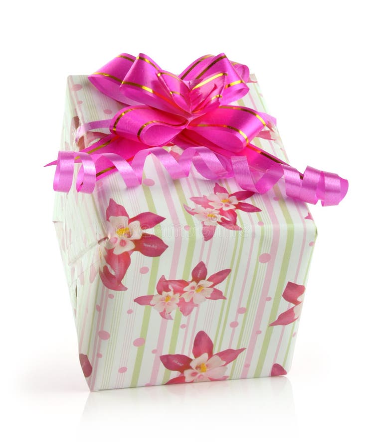 Pink gift wrapped present stock photo. Image of birthday - 18930868
