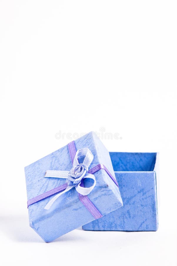 Blue Gift Box with Blue Bow on Trendy Blue Background with Little ...