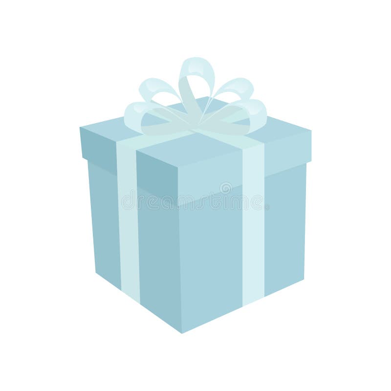 Gift Box with Blue Ribbon and Wrapping Isolated Vector Illustration ...