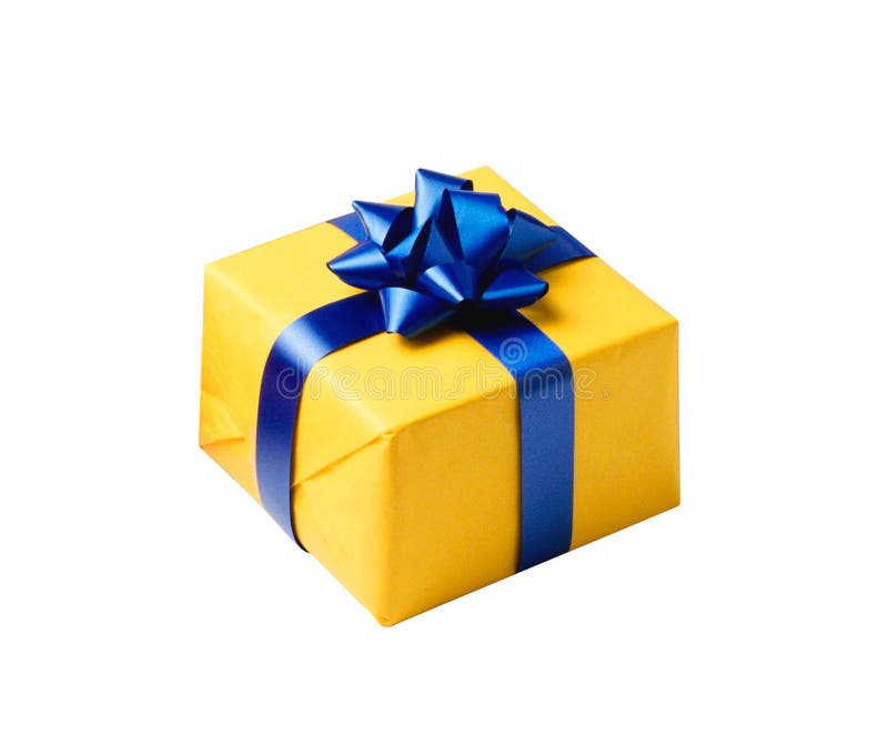 Christmas Gift Box in Blue Paper Stock Image - Image of celebration ...