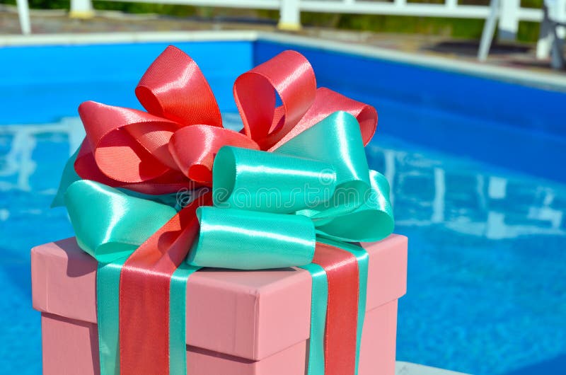Gift Box Against Background Pool Stock Photos - Free & Royalty-Free ...