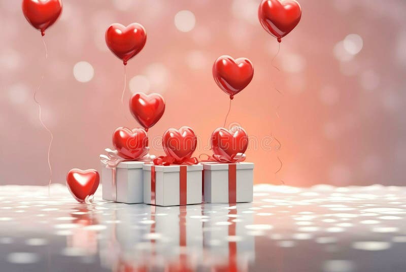 Gift Box with Balloons and Ribbon Gift Box and Balloons Gift Box with ...