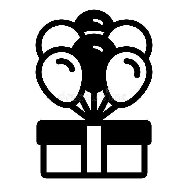 Gift Box with Balloons Solid Icon, Shipping Concept. Vector Graphics ...