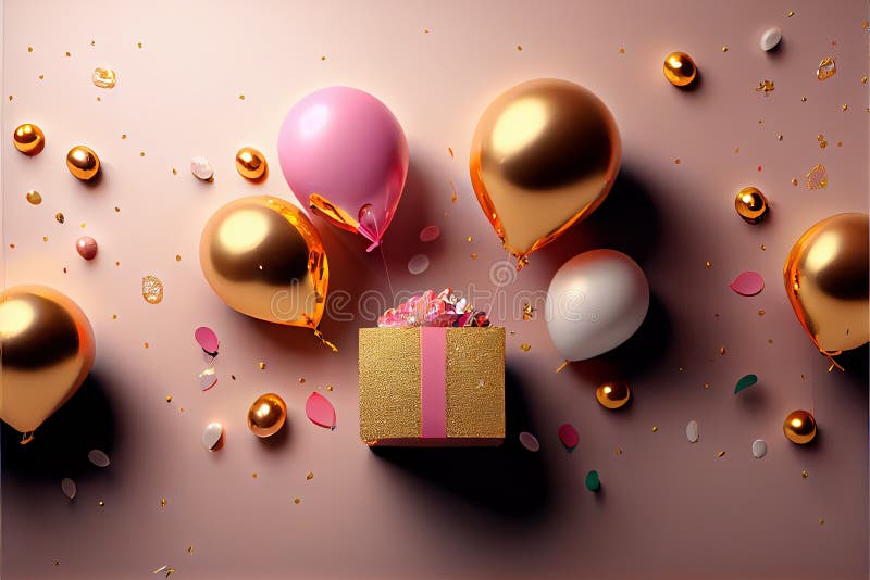 Gift box with baloons stock illustration. Illustration of concept ...