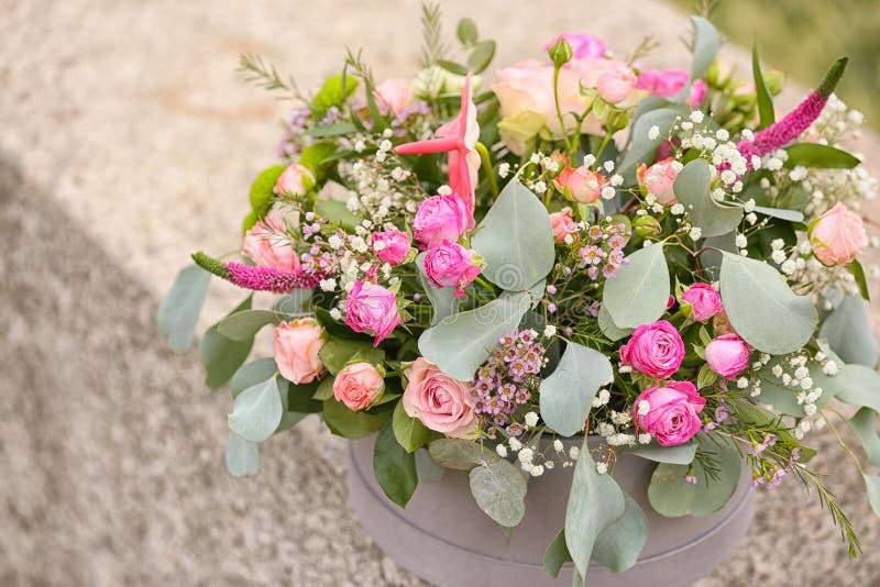 Gift Box with Beautiful Flowers Outdoors Stock Photo - Image of decor ...