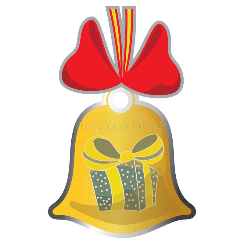 Gift Box in Bell Button. Vector Illustration Decorative Design Stock ...