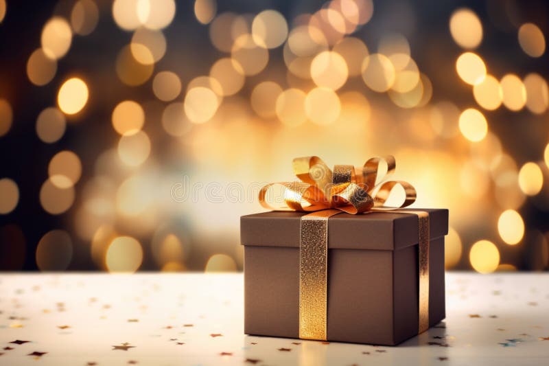Gift Box Birthday Party Bokeh Background on White Surface, AI Generated ...