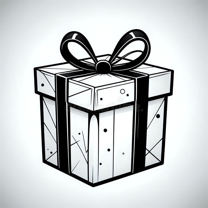 Gift Box - Black and White Illustration Stock Illustration ...