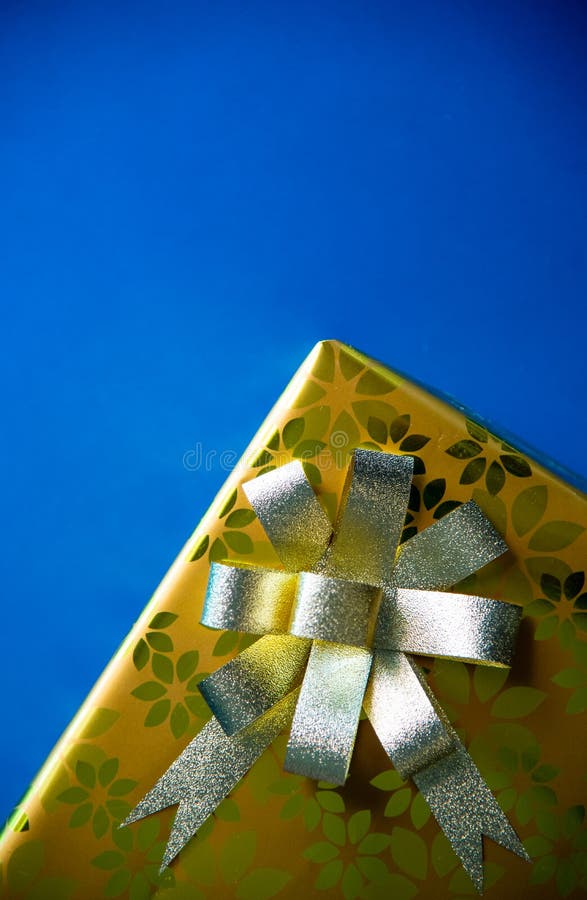 Gift Box on Blue Background Stock Image - Image of package, background ...
