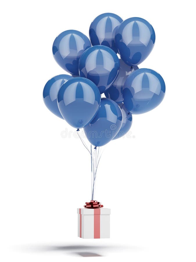 Blue and White Party Balloons on White Background Stock Photo - Image ...