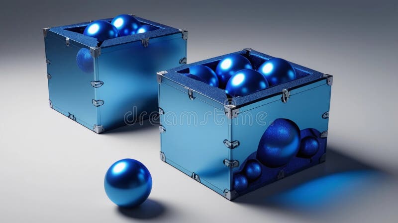 Gift Box with Blue Christmas Balls Inside Stock Illustration ...