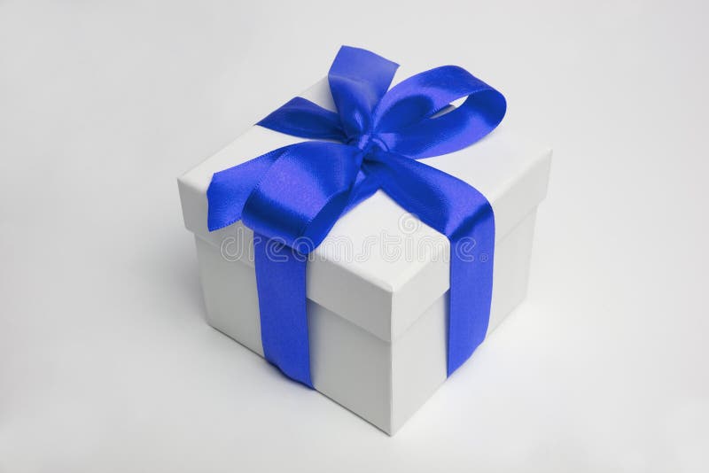 Gift box and blue ribbon stock photo. Image of wrap, cardboard - 39141334